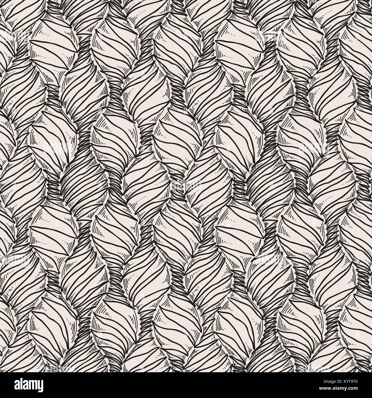 Vector doodle seamless pattern with ink brush or pen strokes. Abstract ...