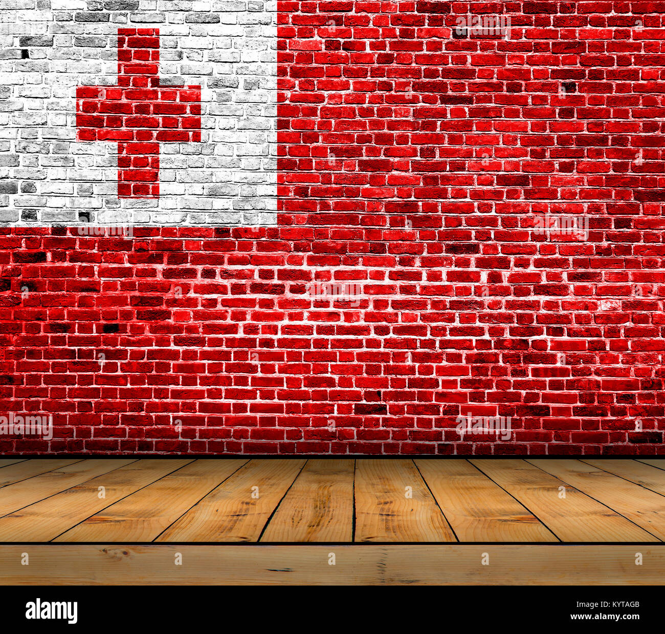 Tonga flag painted on brick wall with wooden floor Stock Photo - Alamy