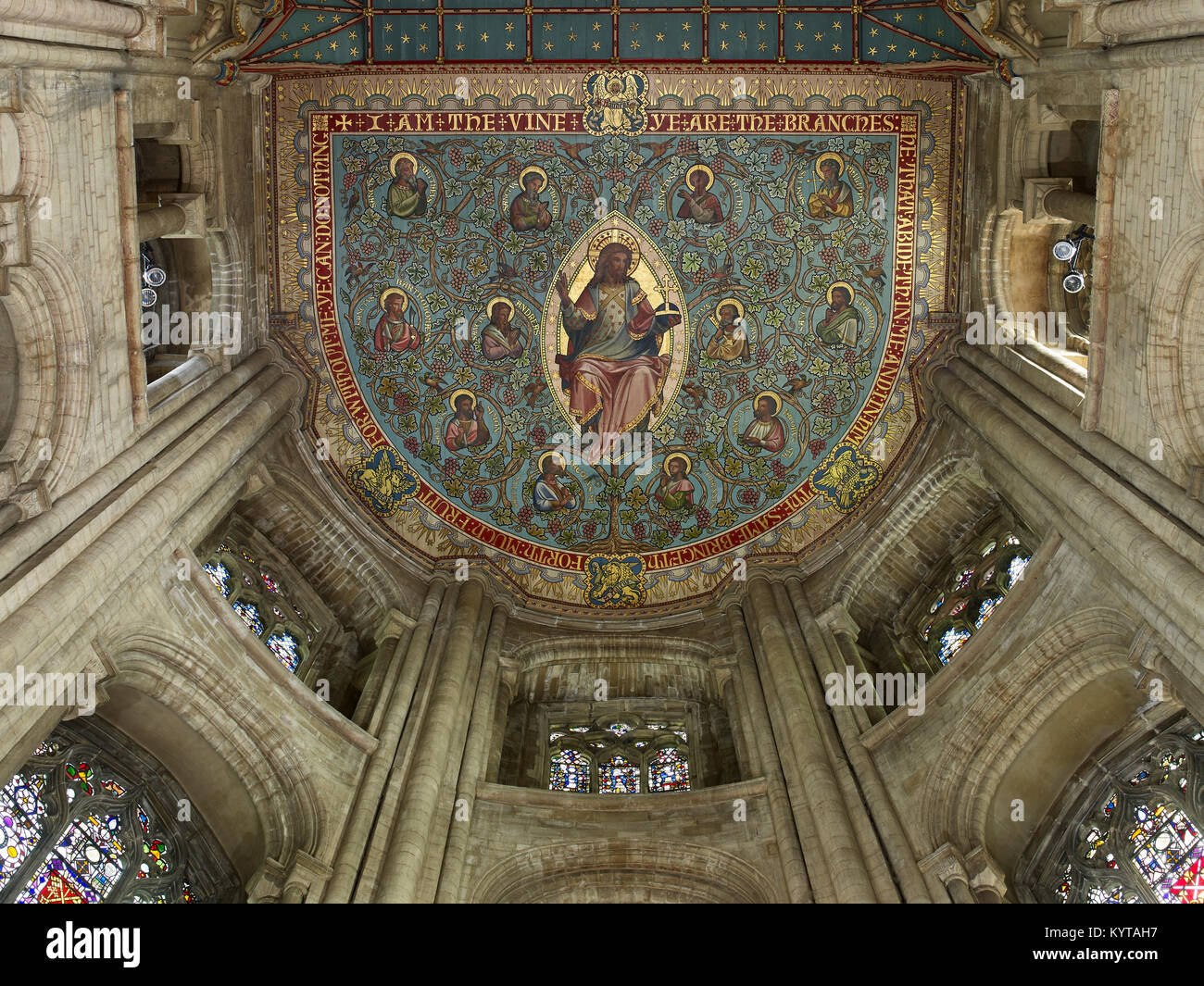 Peterborough Cathedral. View looking up into the semicircular apse ...