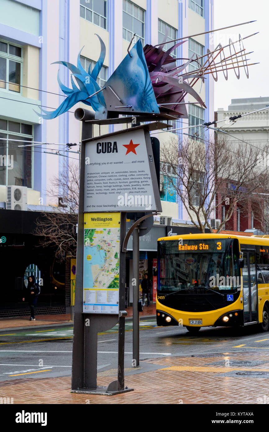 Cuba Street information Sign – Wellington NZ Stock Photo - Alamy