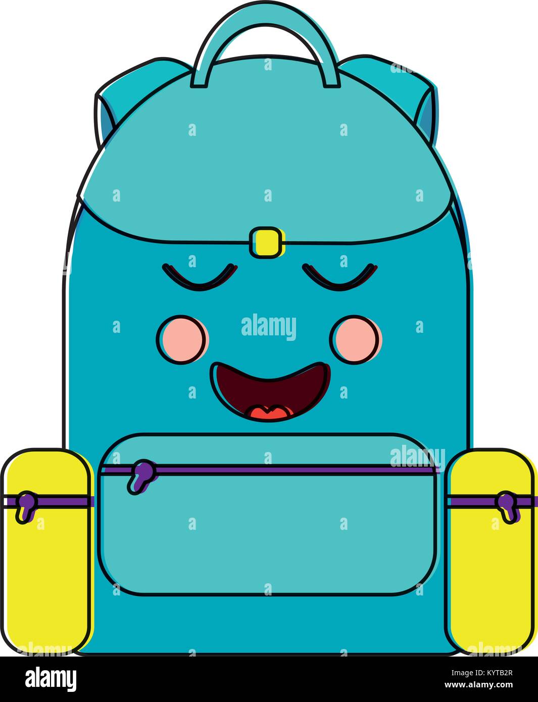 happy backpack school supplies kawaii icon image Stock Vector Image ...