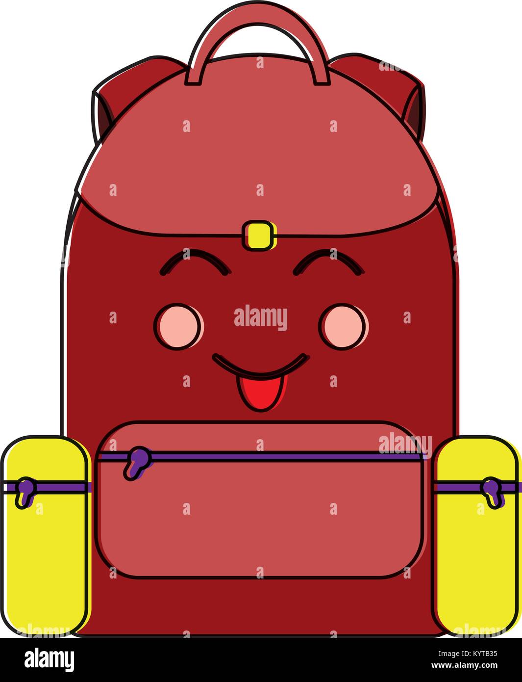 happy backpack school supplies kawaii icon image Stock Vector Image ...