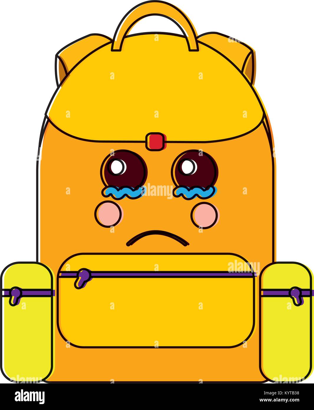 sad backpack school supplies kawaii icon image Stock Vector Image & Art ...