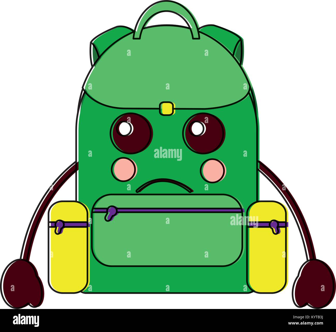 sad backpack school supplies kawaii icon image Stock Vector Image & Art ...