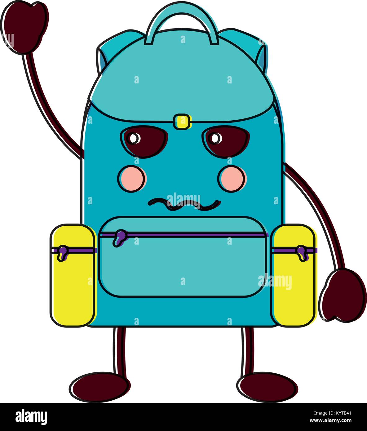 angry backpack school supplies kawaii icon image Stock Vector Image ...