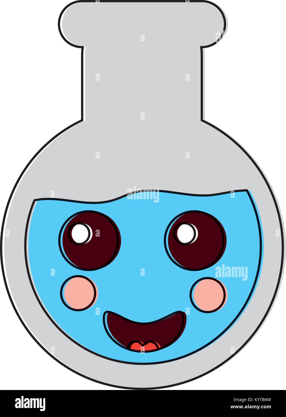 happy flask laboratory kawaii icon image Stock Vector Image & Art - Alamy