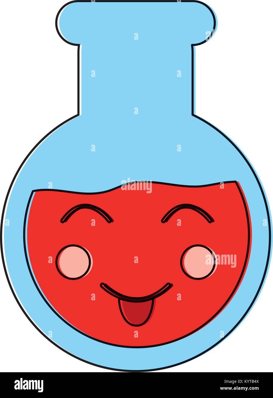 happy flask laboratory kawaii icon image Stock Vector Image & Art - Alamy