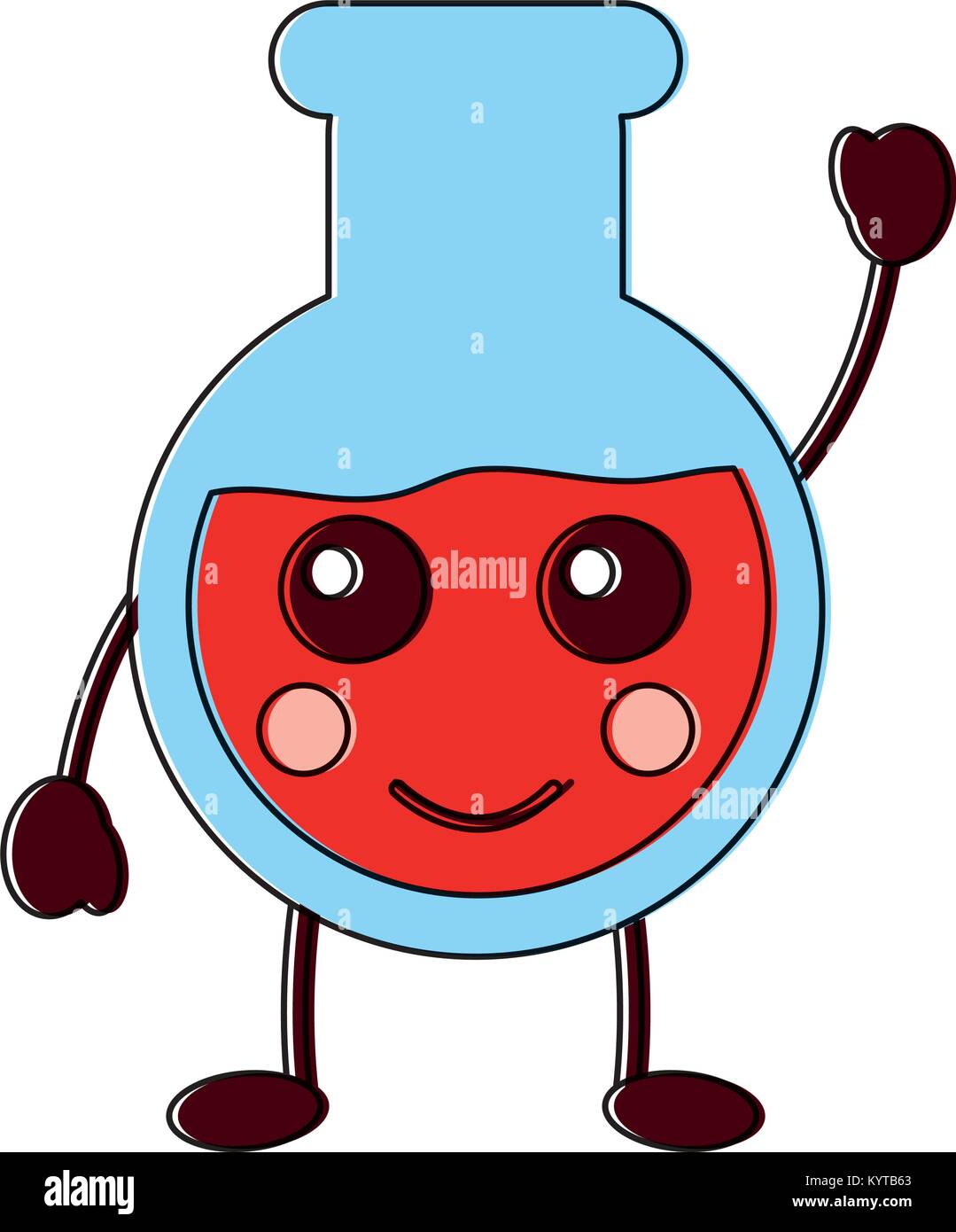 happy flask laboratory kawaii icon image Stock Vector Image & Art - Alamy