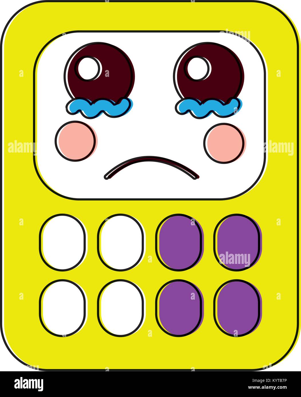 sad calculator school supplies kawaii icon image Stock Vector Image ...