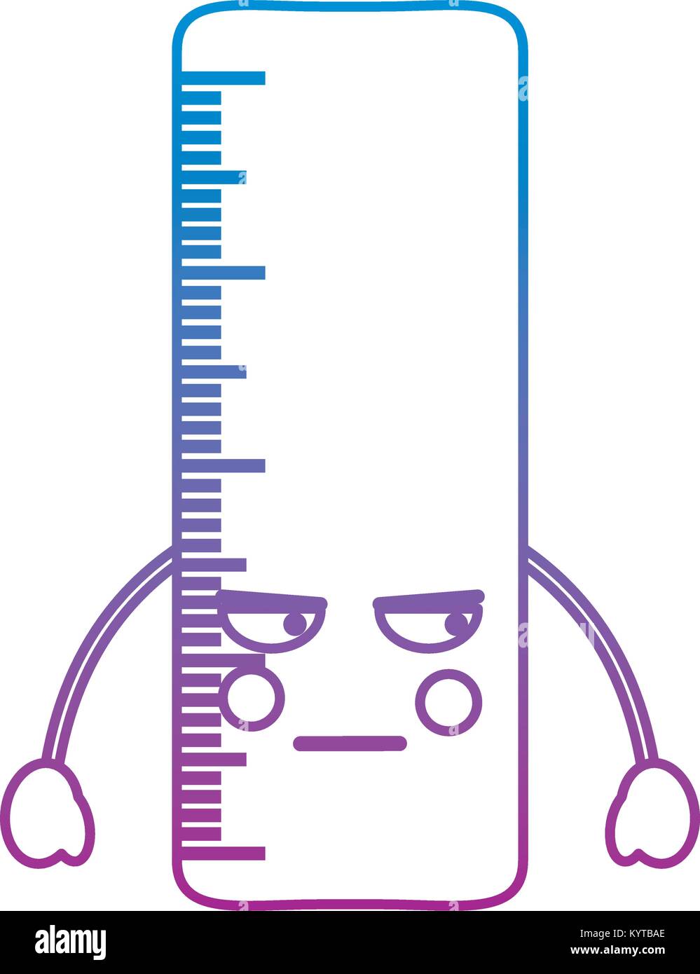 ruler angry school supplies kawaii icon image Stock Vector Image & Art ...