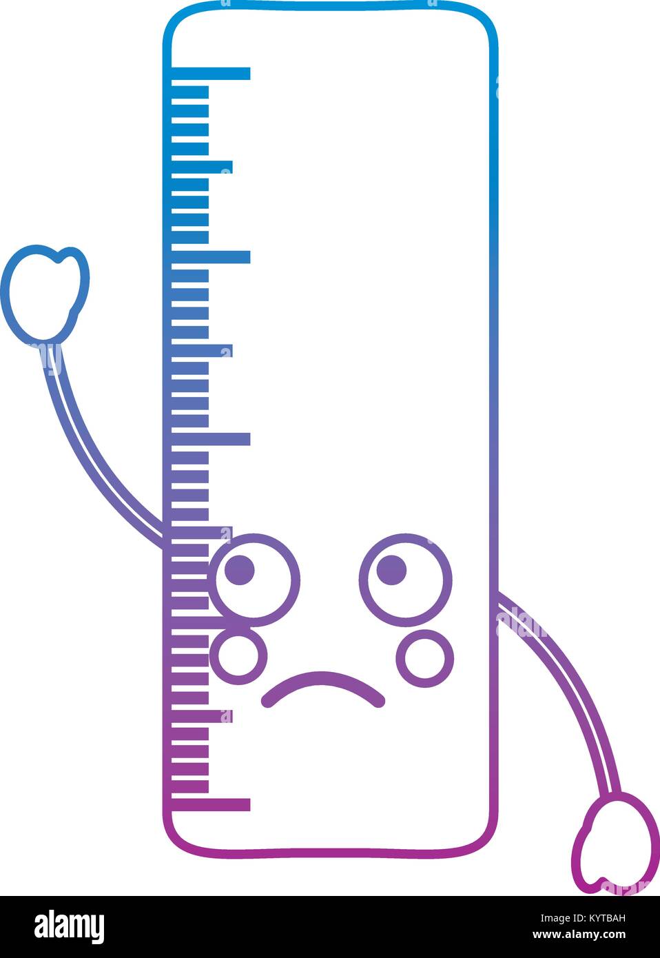 ruler sad school supplies kawaii icon image Stock Vector Image & Art ...