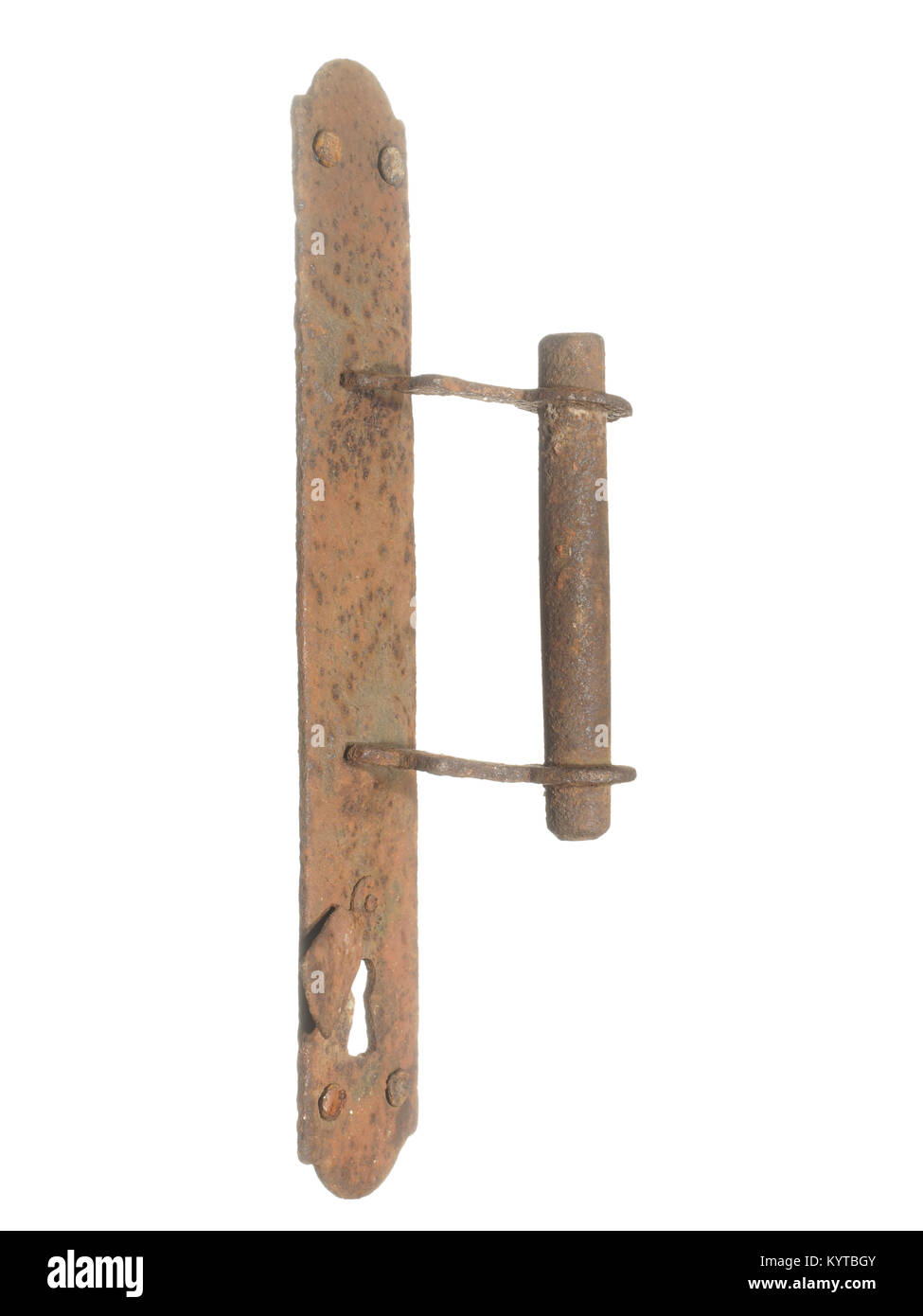 Old rusty door handle with keyhole isolated on white background Stock ...