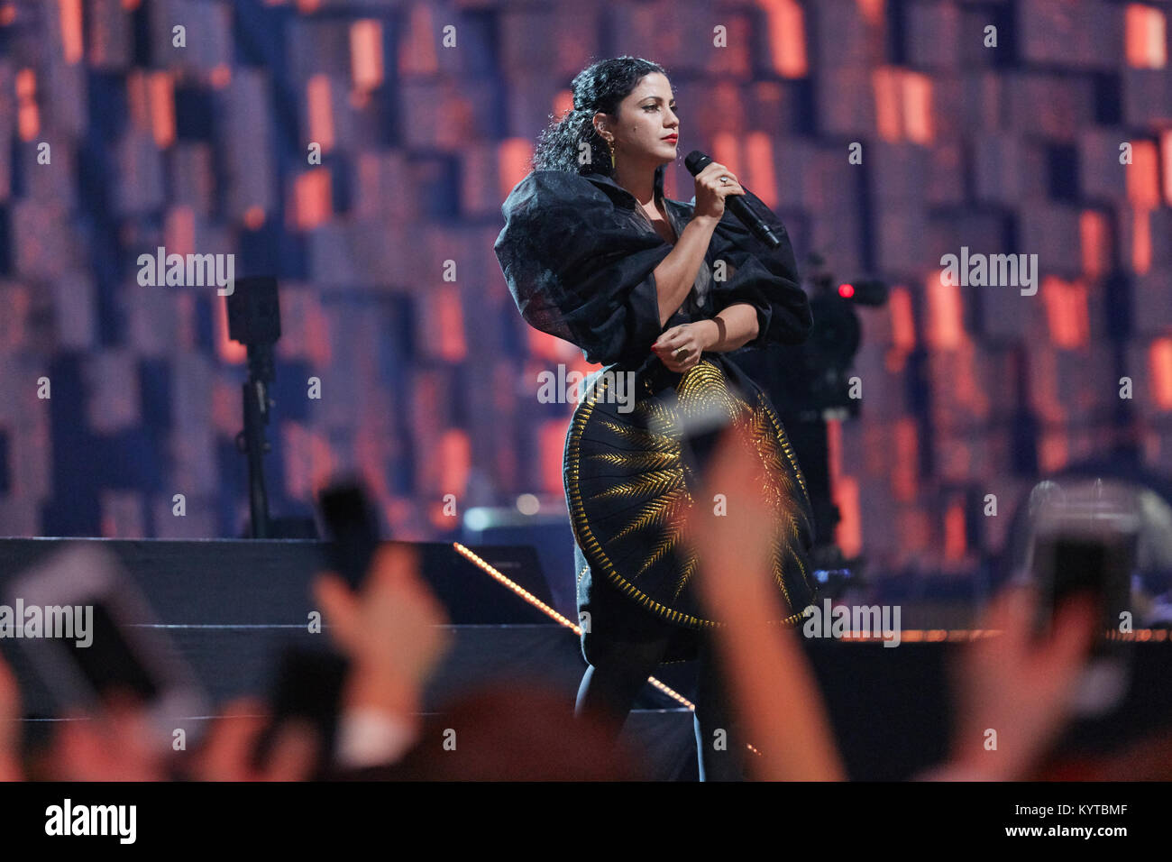 The Tunisian singer and songwriter Emel Mathlouthi performs the song ...