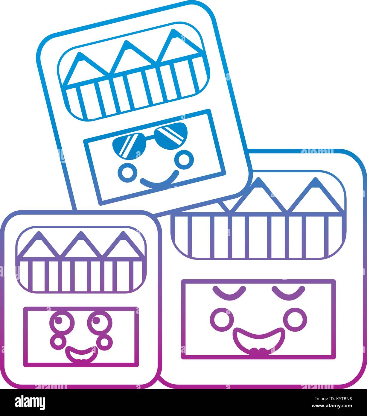 funny cartoon school colors in box kawaii Stock Vector Image & Art - Alamy