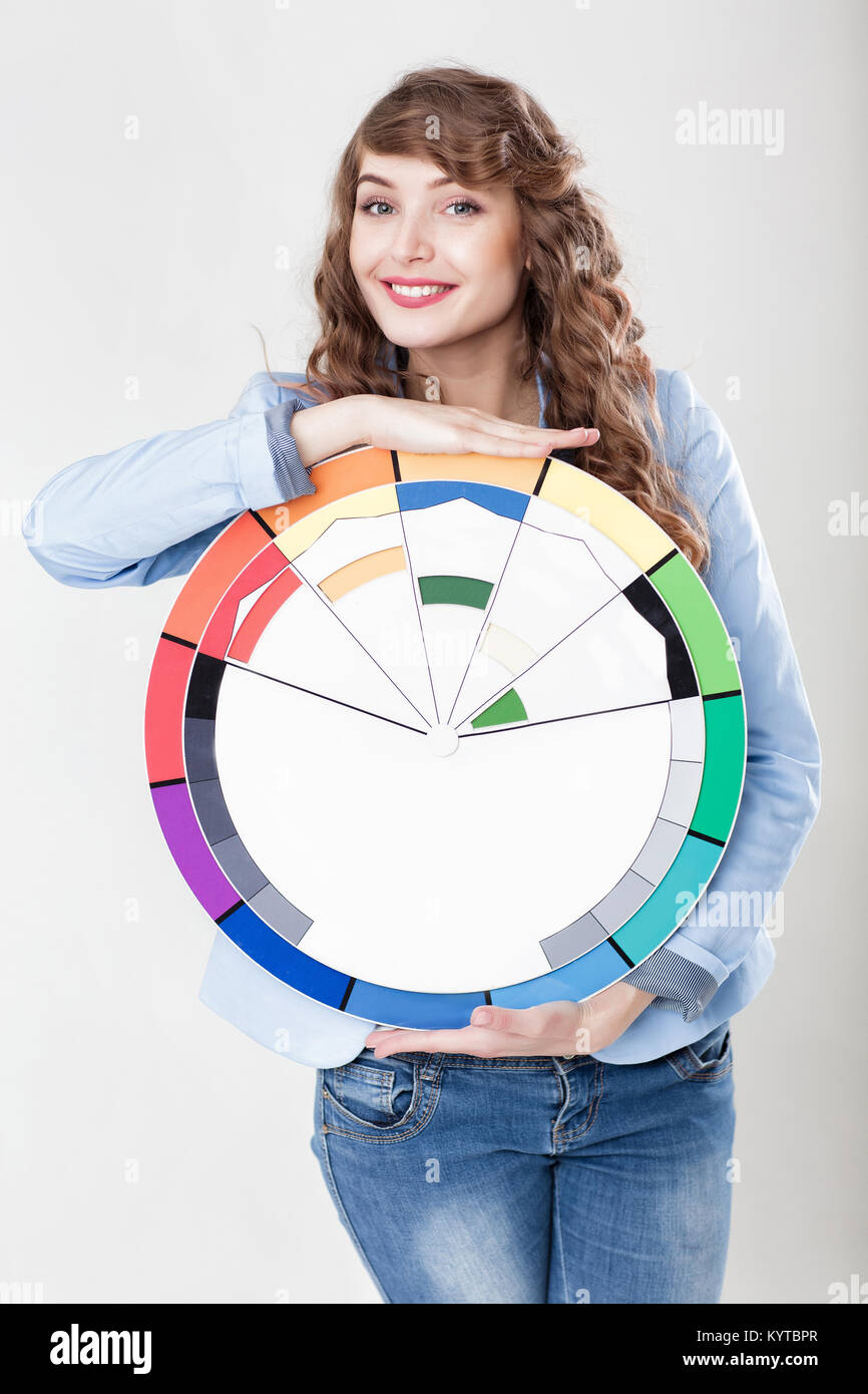 woman holding color wheel Stock Photo - Alamy