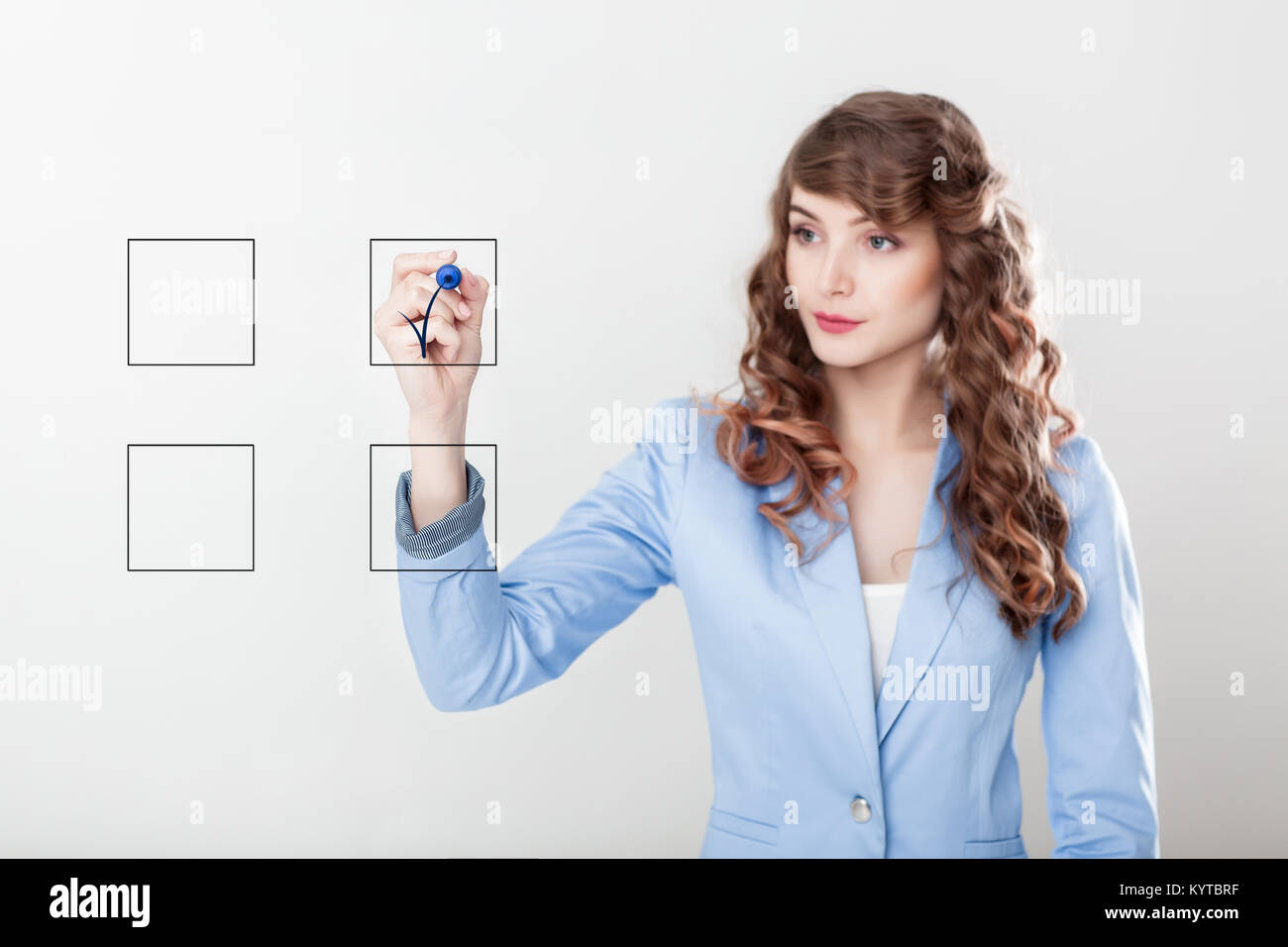 hand of woman writing on screen Stock Photo - Alamy