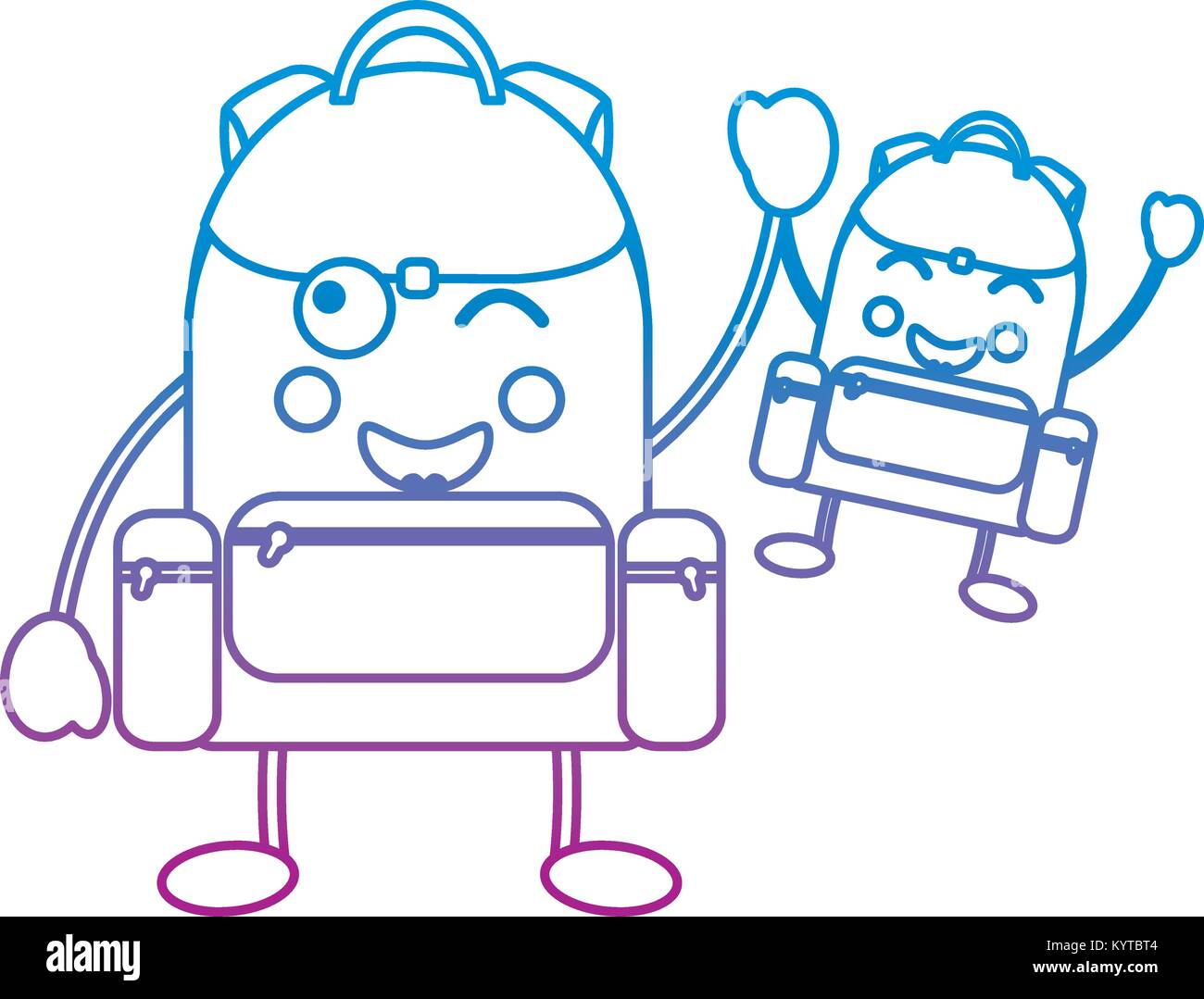 cartoon pair school backpack kawaii character Stock Vector Image & Art ...