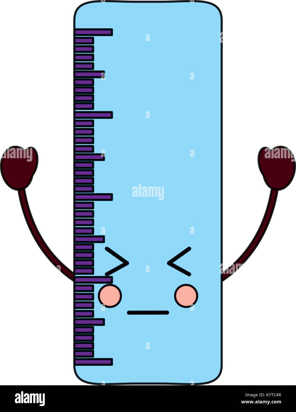ruler angry school supplies kawaii icon image Stock Vector Image & Art ...