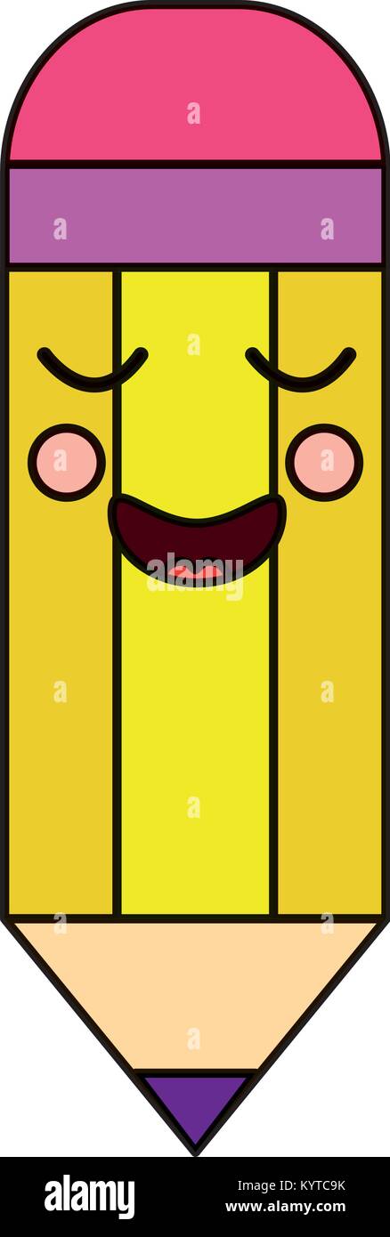 pencil happy school supplies kawaii icon image Stock Vector Image & Art ...