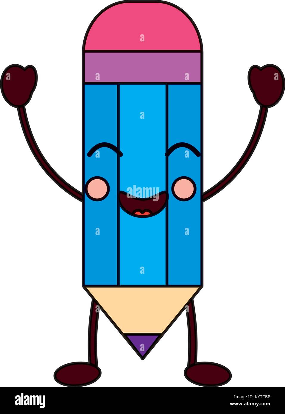 pencil happy school supplies kawaii icon image Stock Vector Image & Art ...