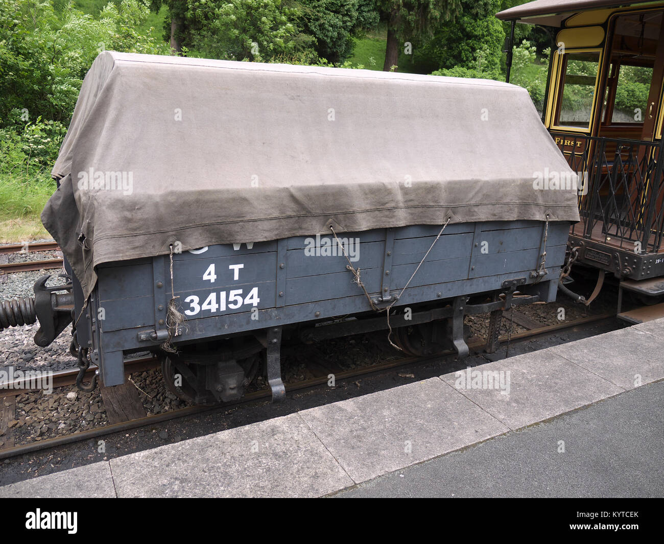 Covered coal wagon on the Welshpool and Llanfair railway Stock Photo ...
