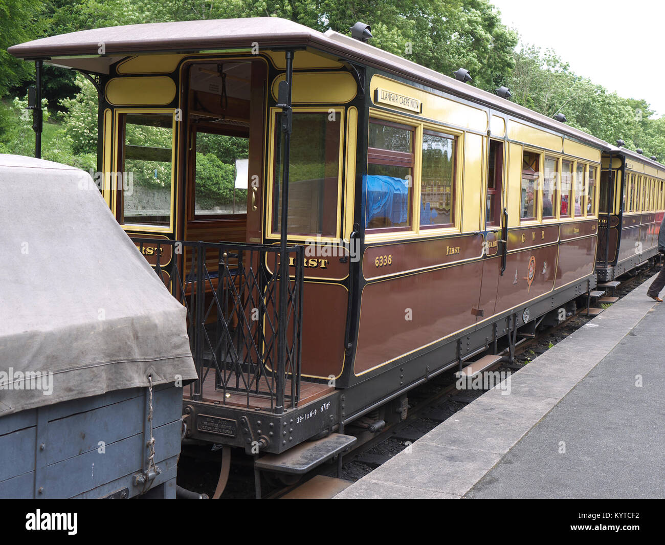 Chocolate and cream coaches on the Welshpool and Llanfair light railway ...