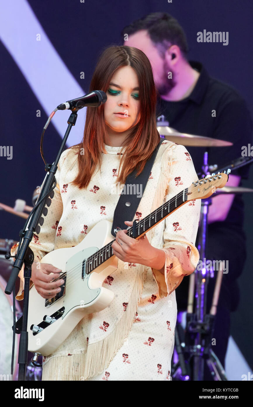 The Swedish indie folk duo First Aid Kit performs a live concert during ...