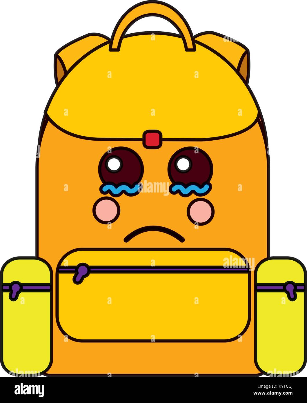 sad backpack school supplies kawaii icon image Stock Vector Image & Art ...