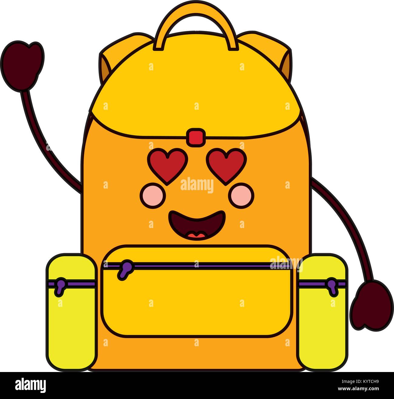 backpack heart eyes school supplies kawaii icon image Stock Vector ...