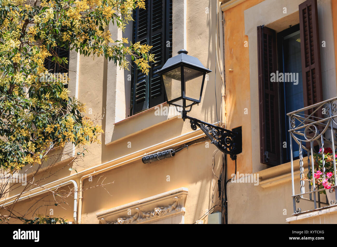 typical street lighting in the center of barcelona, spain Stock Photo ...