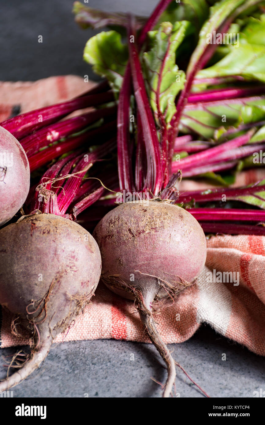 Young raw red beets roots with leaves, new harvest Stock Photo - Alamy