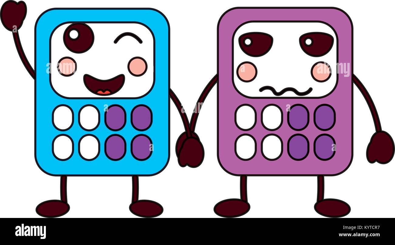 cartoon calculators kawaii school character Stock Vector Image & Art ...