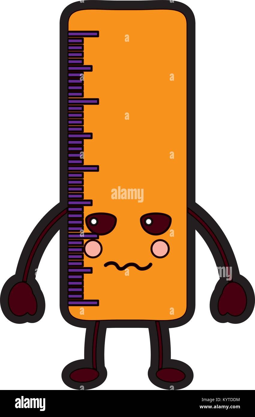 ruler sad school supplies kawaii icon image Stock Vector Image & Art ...
