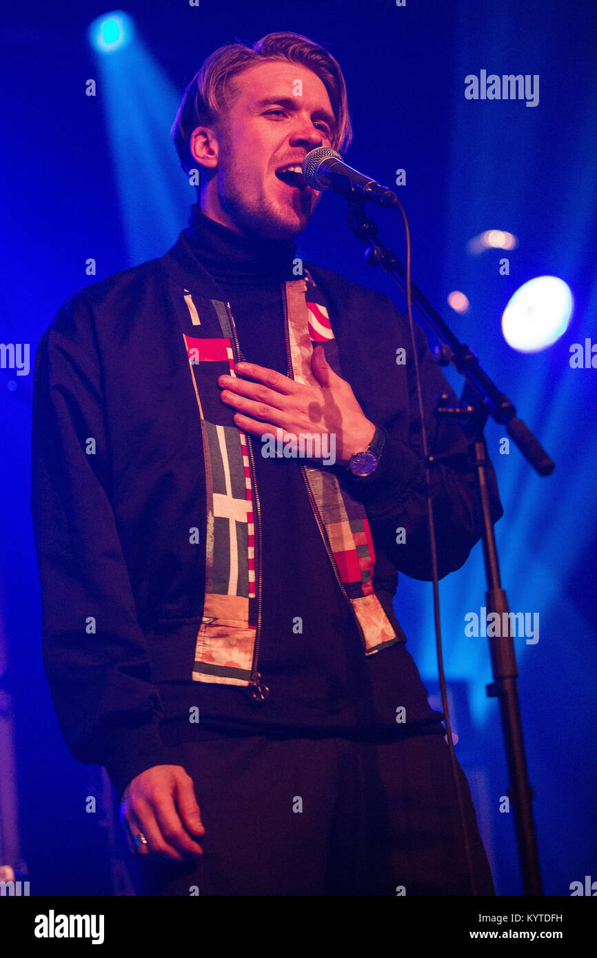 The Norwegian soul singer and songwriter Hawkon performs a live concert ...