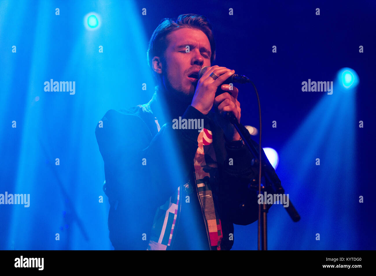 The Norwegian soul singer and songwriter Hawkon performs a live concert ...