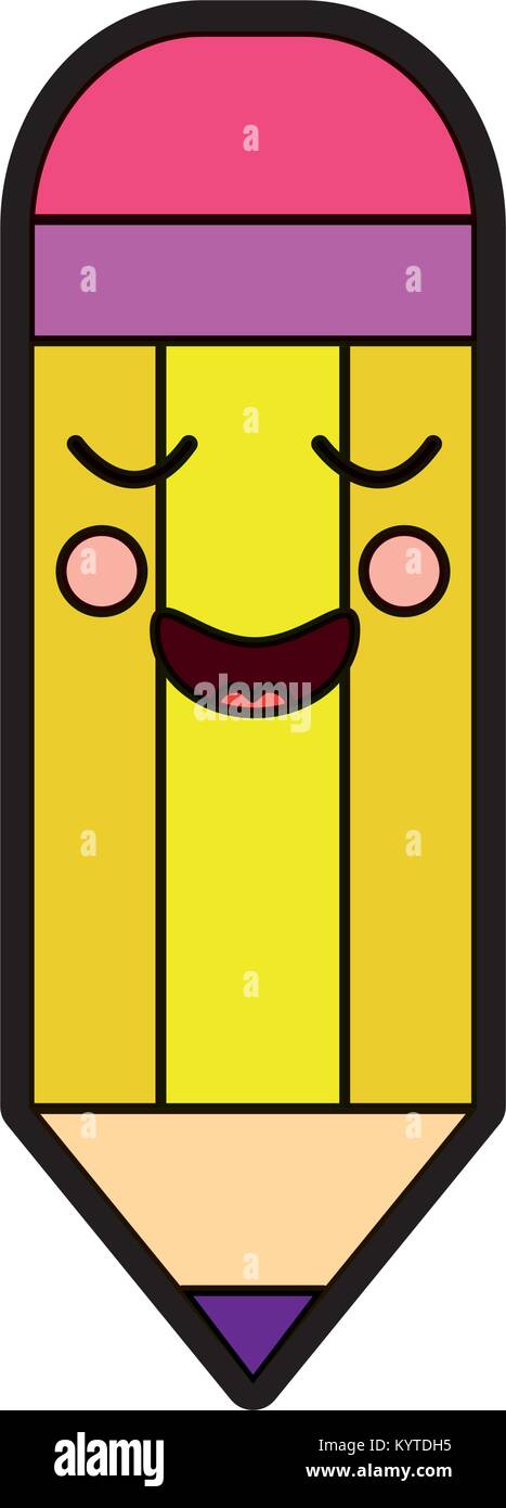 pencil happy school supplies kawaii icon image Stock Vector Image & Art ...