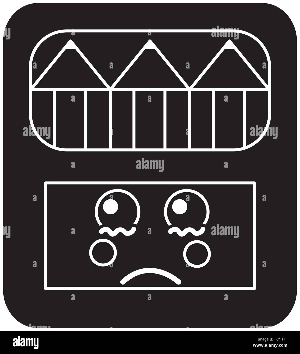 sad colored pencils box school supplies kawaii icon image Stock Vector ...