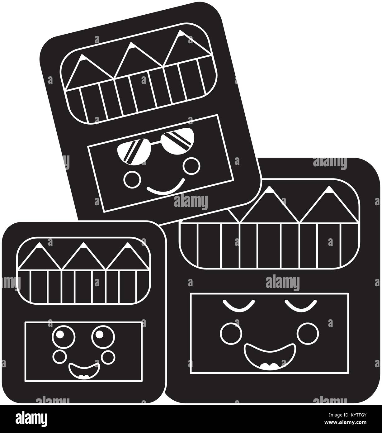 colored pencils boxes school supplies kawaii icon image Stock Vector ...