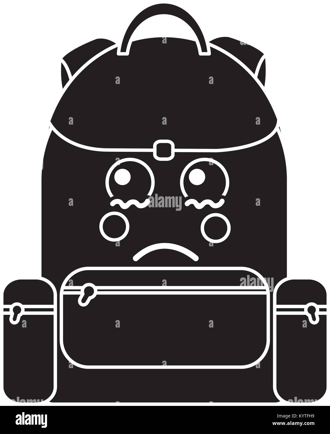 sad backpack school supplies kawaii icon image Stock Vector Image & Art ...