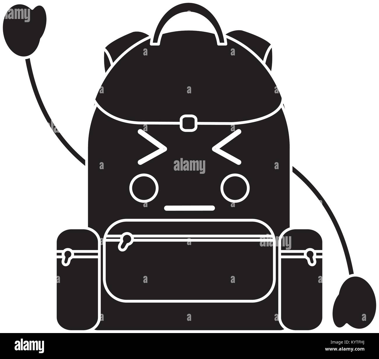 angry backpack school supplies kawaii icon image Stock Vector Image ...