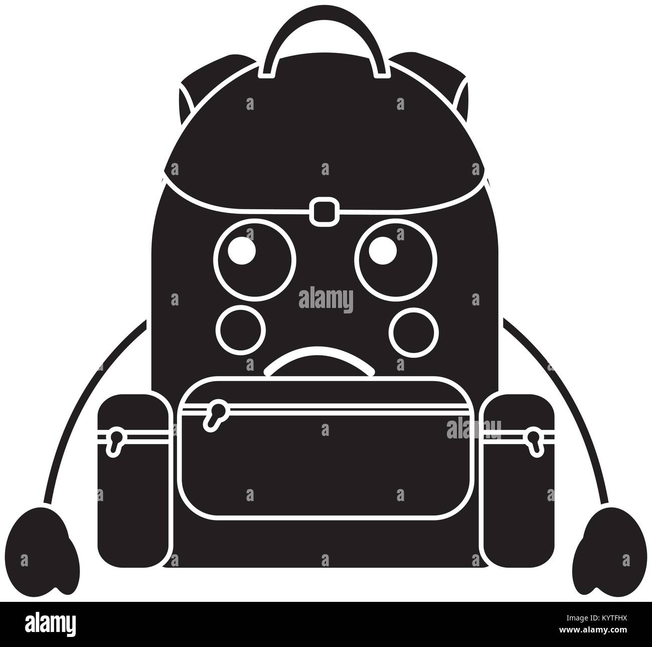 sad backpack school supplies kawaii icon image Stock Vector Image & Art ...