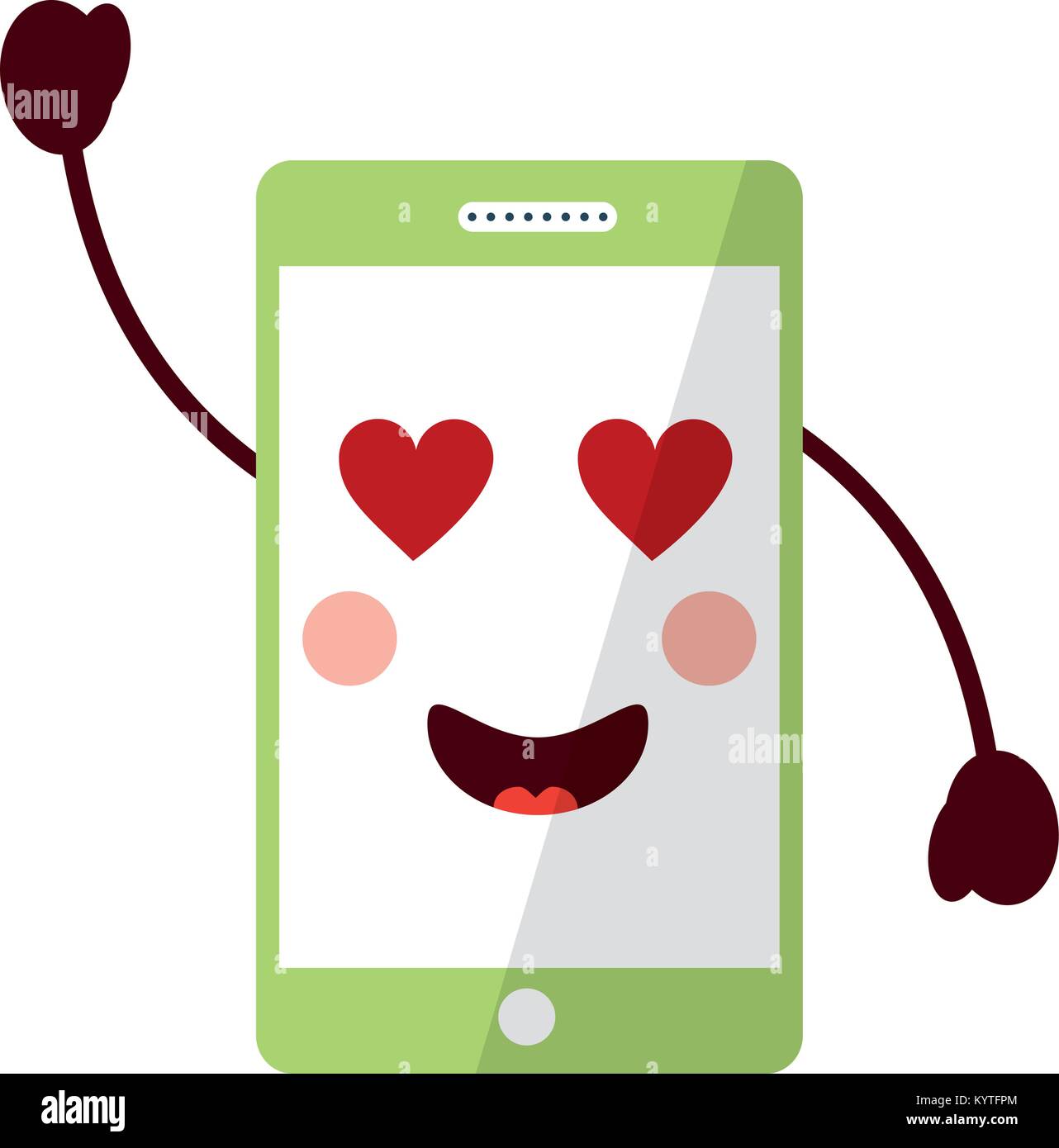 mobile phone character emoticon face kawaii Stock Vector Image & Art ...