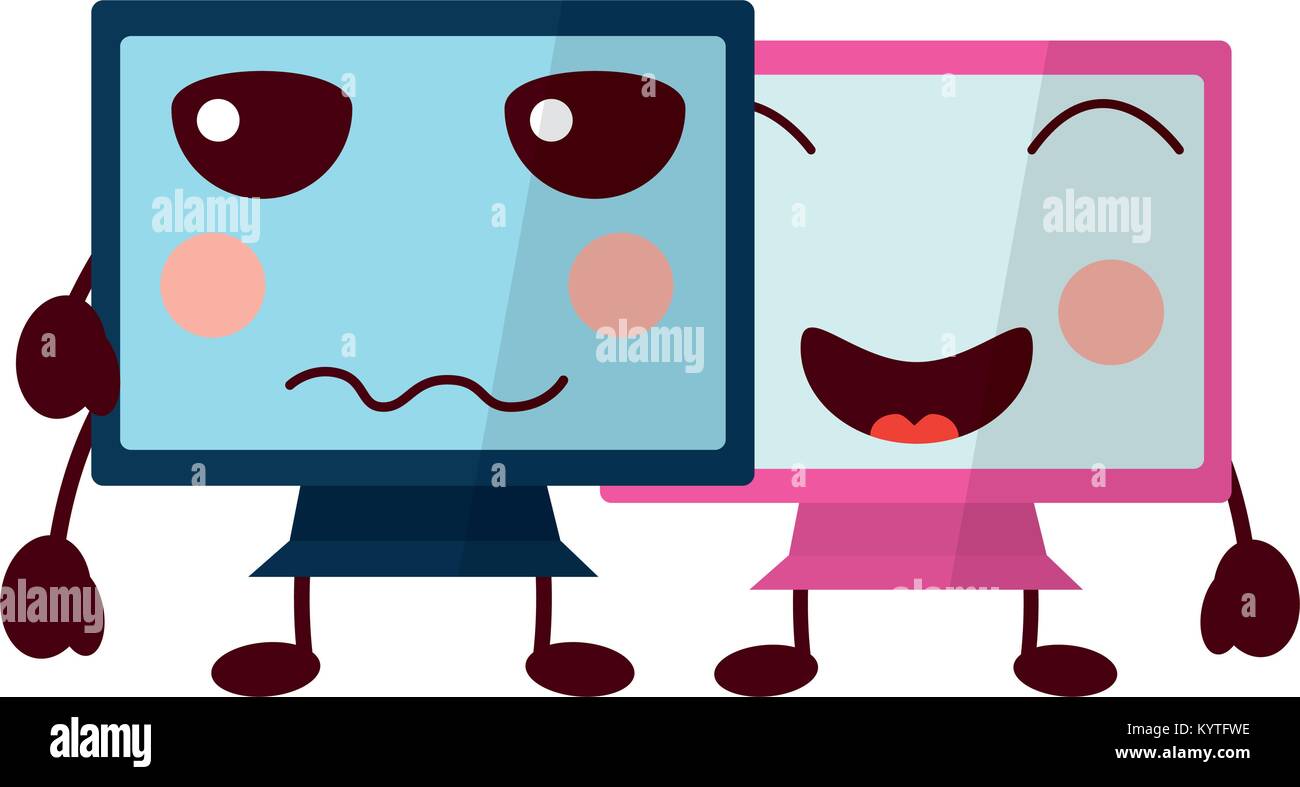 pc monitor hardware pair kawaii cartoon Stock Vector Image & Art - Alamy