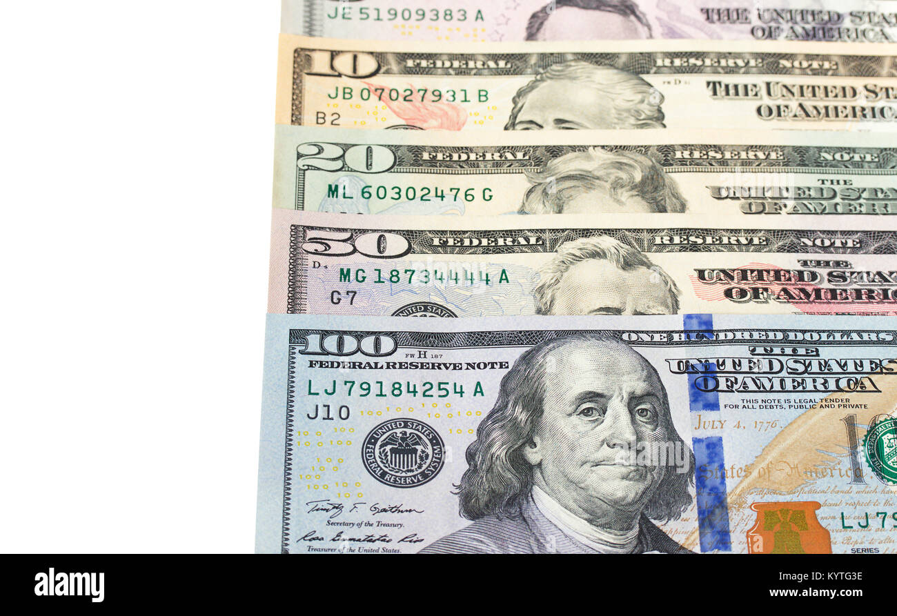 Us dollar bill isolated on white background Stock Photo - Alamy