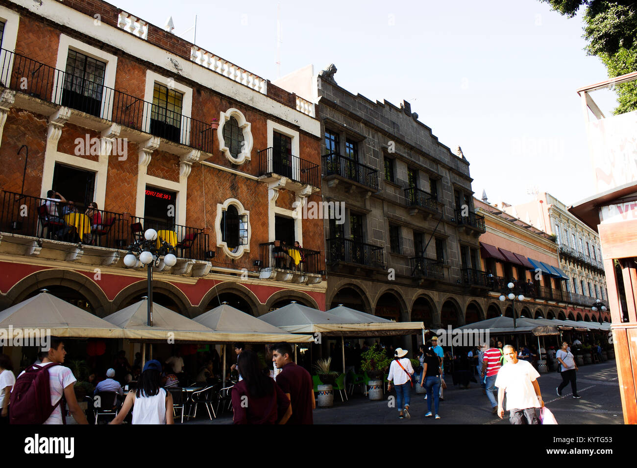 Lateral view of Puebla Mexico Mainsquare Stock Photo - Alamy