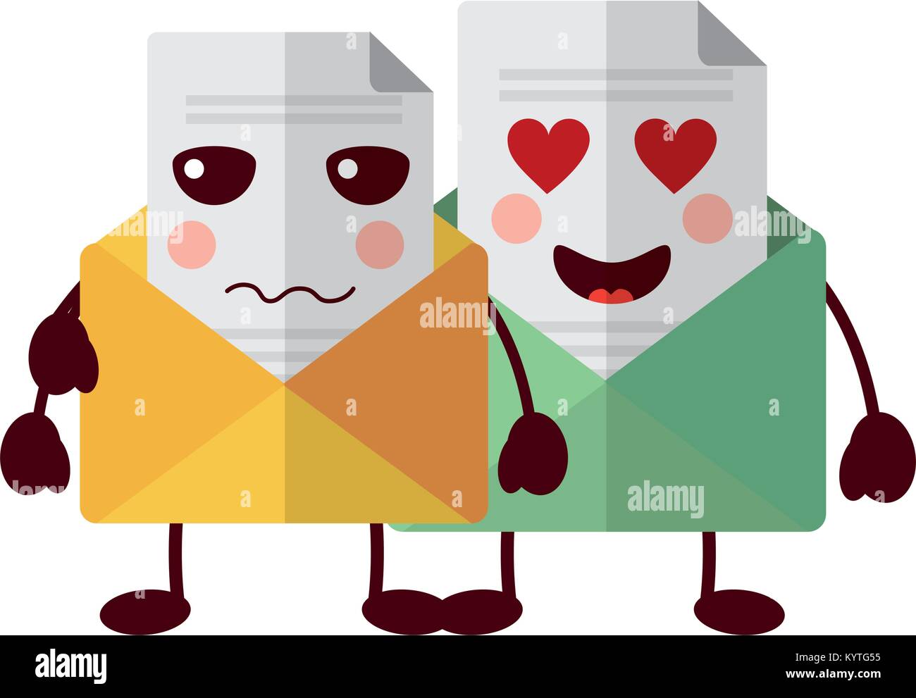 kawaii pair email envelope cartoon characters Stock Vector Image & Art ...