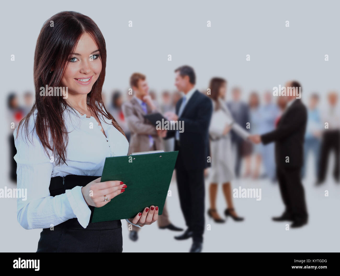business woman leading her team isolated over a white background Stock ...