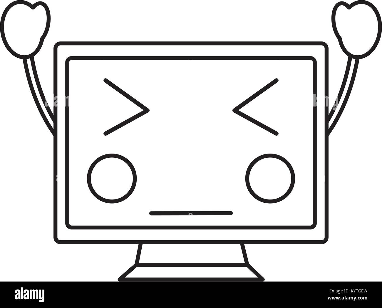 Unhappy computer pc Stock Vector Images - Alamy