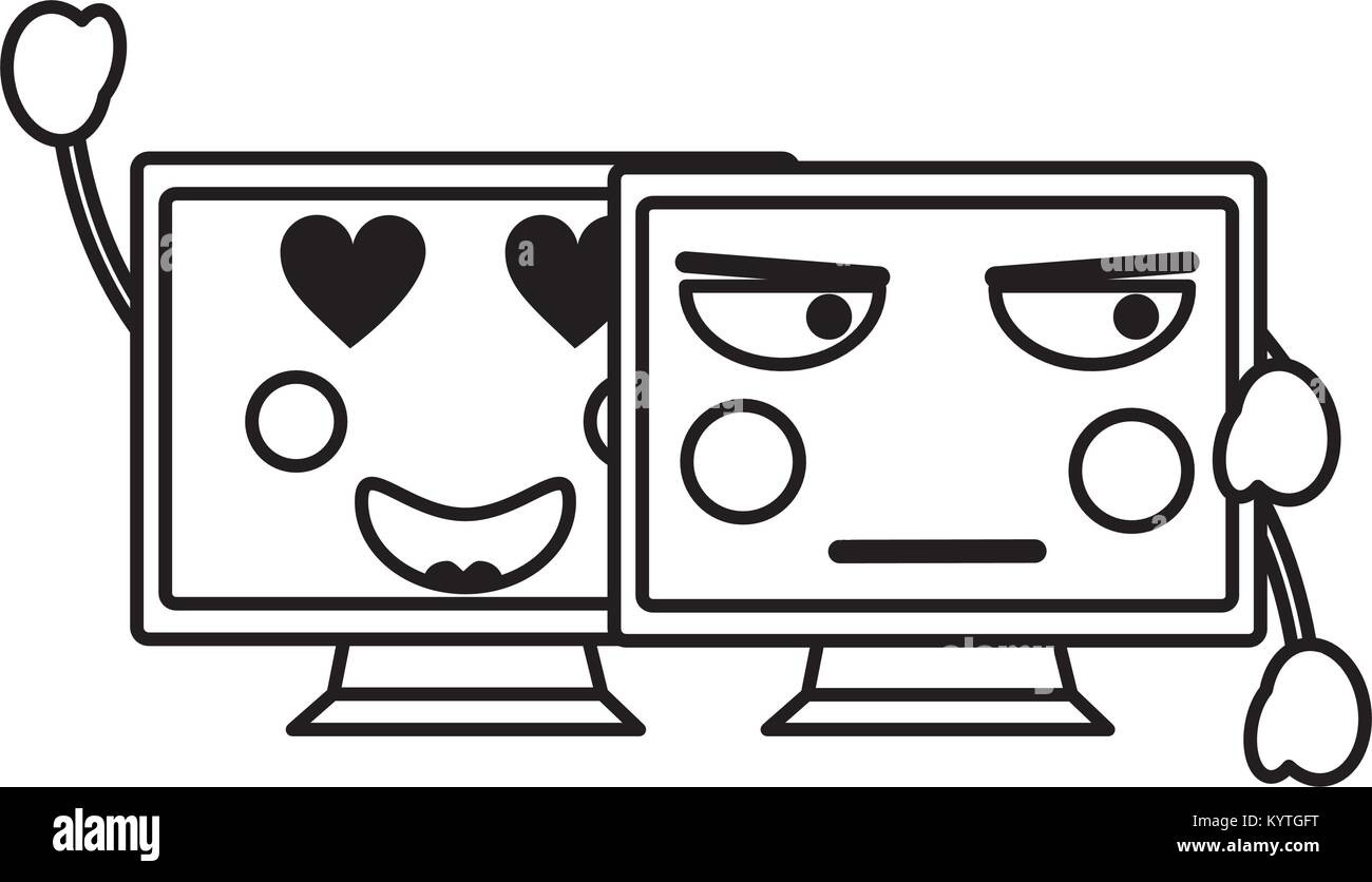 pc monitor hardware pair kawaii cartoon Stock Vector Image & Art - Alamy