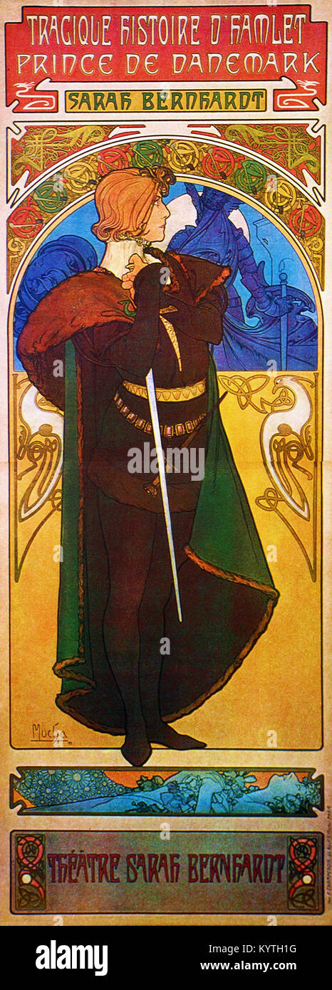 Alphonse Mucha (Alfons Maria) 1860 - 1939 Hamlet - Sarah Bernhardt ...